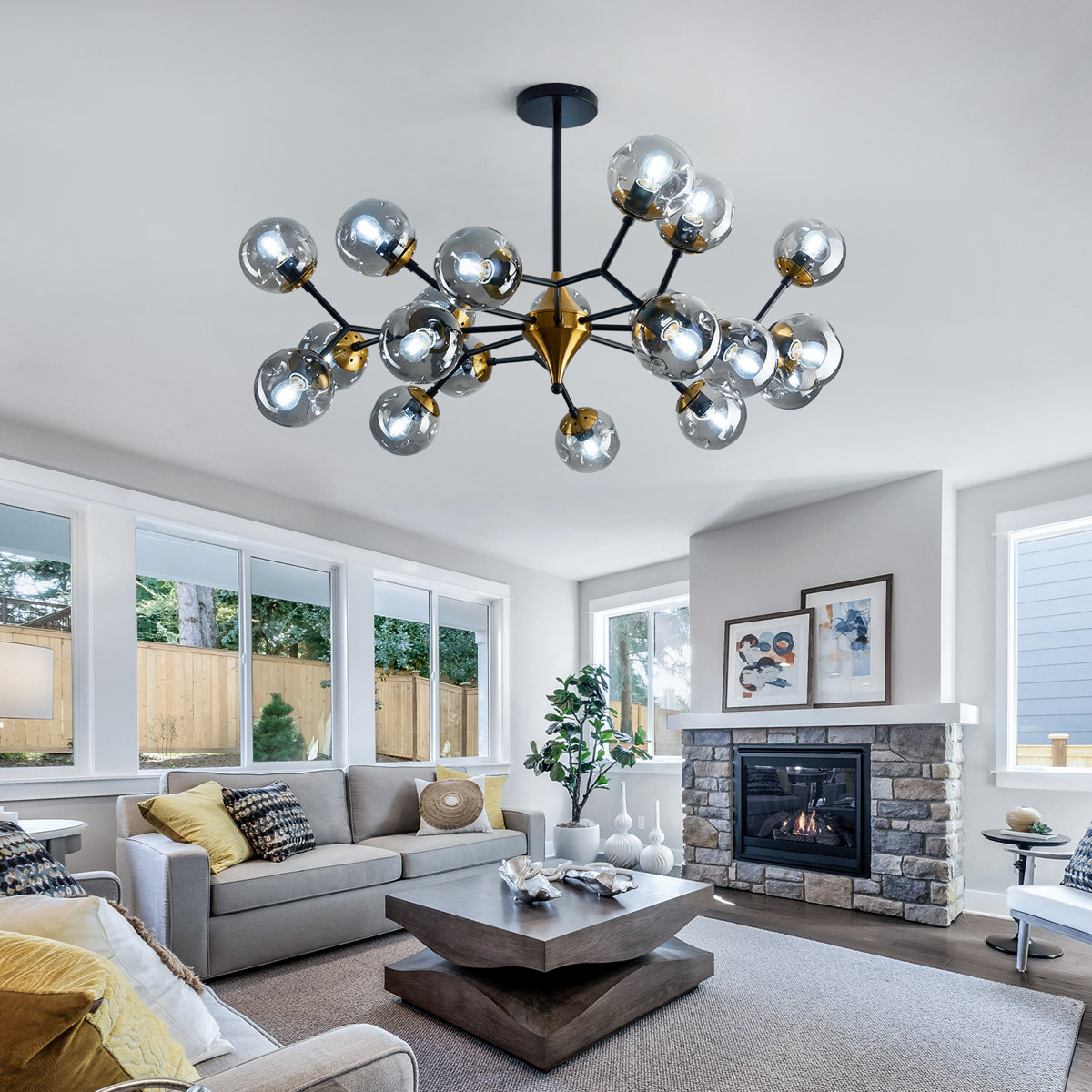 Ivy Bronx Manaia 20 - Light Dimmable Sputnik Modern Linear Chandelier | Wayfair